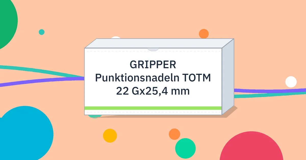 Symbolbild: Packung mit der Aufschrift GRIPPER Punktionsnadeln TOTM 22 Gx25,4 mm (PZN 00108269) – Verfügbarkeit und Bezug in Apotheken in Frankfurt am Main