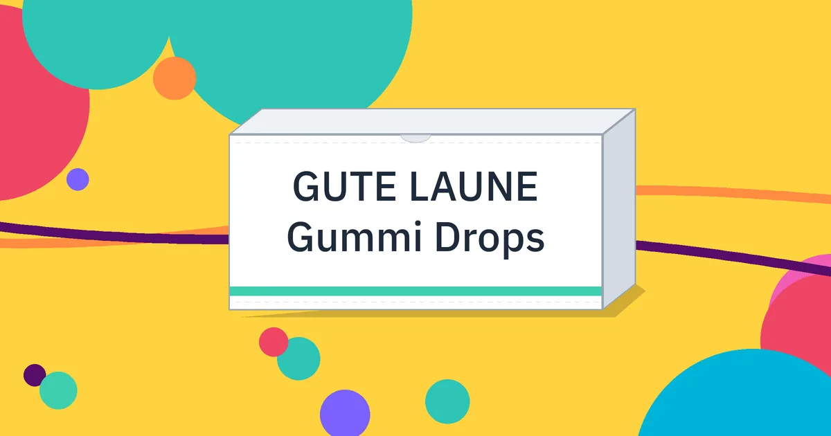 Symbolbild: Packung mit der Aufschrift GUTE LAUNE Gummi Drops (PZN 18195783) – Verfügbarkeit und Bezug in Apotheken in Frankfurt am Main