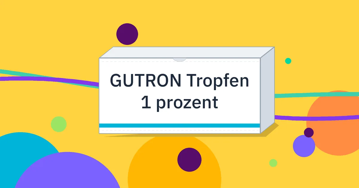 Symbolbild: Packung mit der Aufschrift GUTRON Tropfen 1 prozent (PZN 04408287) – Verfügbarkeit und Bezug in Apotheken in Frankfurt am Main