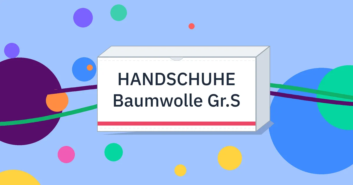 Symbolbild: Packung mit der Aufschrift HANDSCHUHE Baumwolle Gr.S (PZN 09063203) – Verfügbarkeit und Bezug in Apotheken in Frankfurt am Main