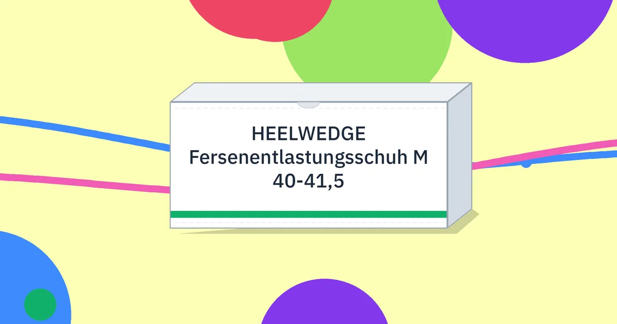 Symbolbild: Packung mit der Aufschrift HEELWEDGE Fersenentlastungsschuh M 40-41,5 (PZN 16630080) – Verfügbarkeit und Bezug in Apotheken in Frankfurt am Main