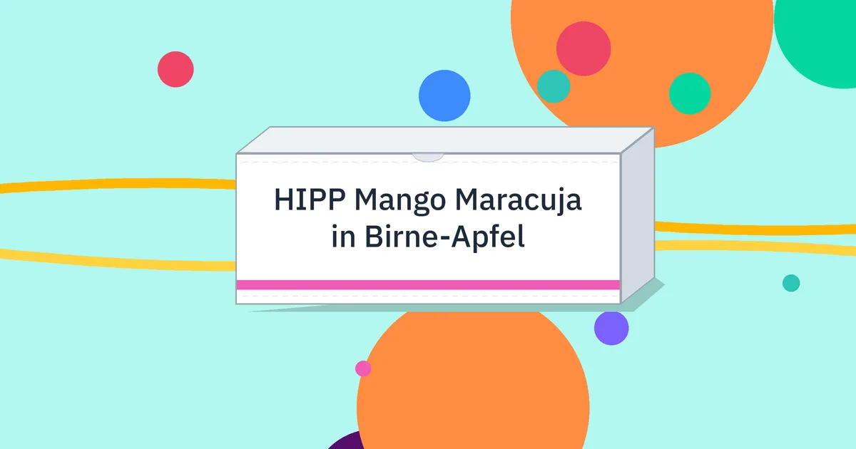 Symbolbild: Packung mit der Aufschrift HIPP Mango Maracuja in Birne-Apfel (PZN 13988639) – Verfügbarkeit und Bezug in Apotheken in Frankfurt am Main