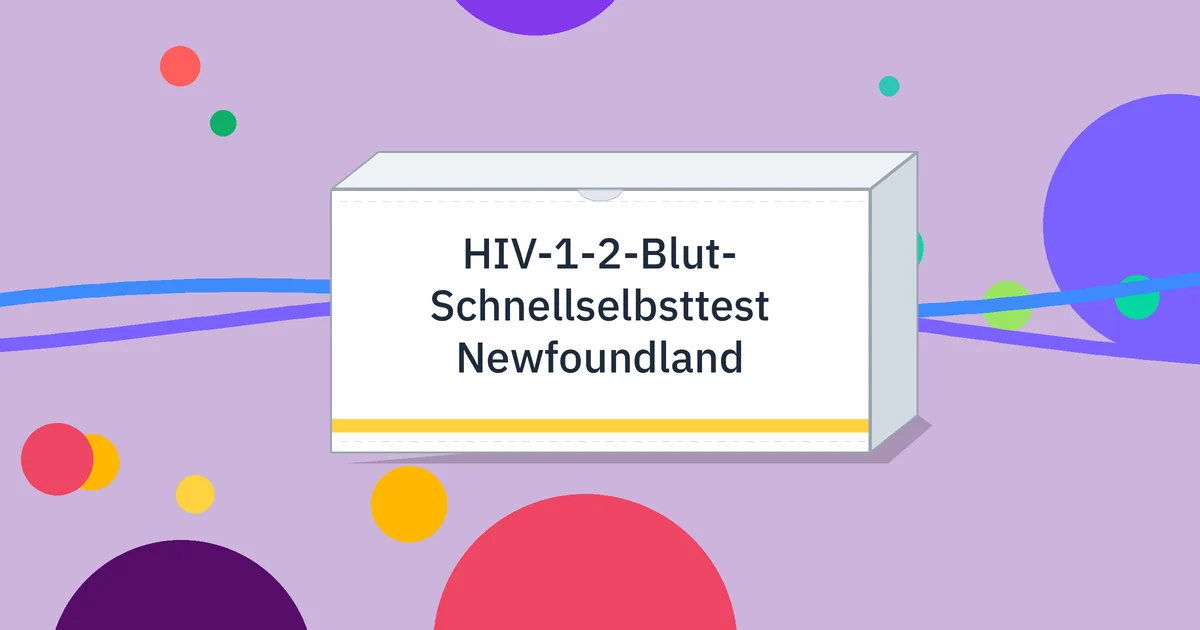 Symbolbild: Packung mit der Aufschrift HIV-1-2-Blut-Schnellselbsttest Newfoundland (PZN 18757376) – Verfügbarkeit und Bezug in Apotheken in Frankfurt am Main