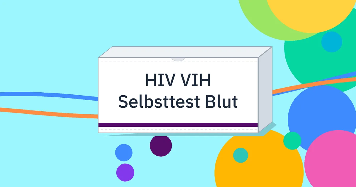Symbolbild: Packung mit der Aufschrift HIV VIH Selbsttest Blut (PZN 19993311) – Verfügbarkeit und Bezug in Apotheken in Frankfurt am Main
