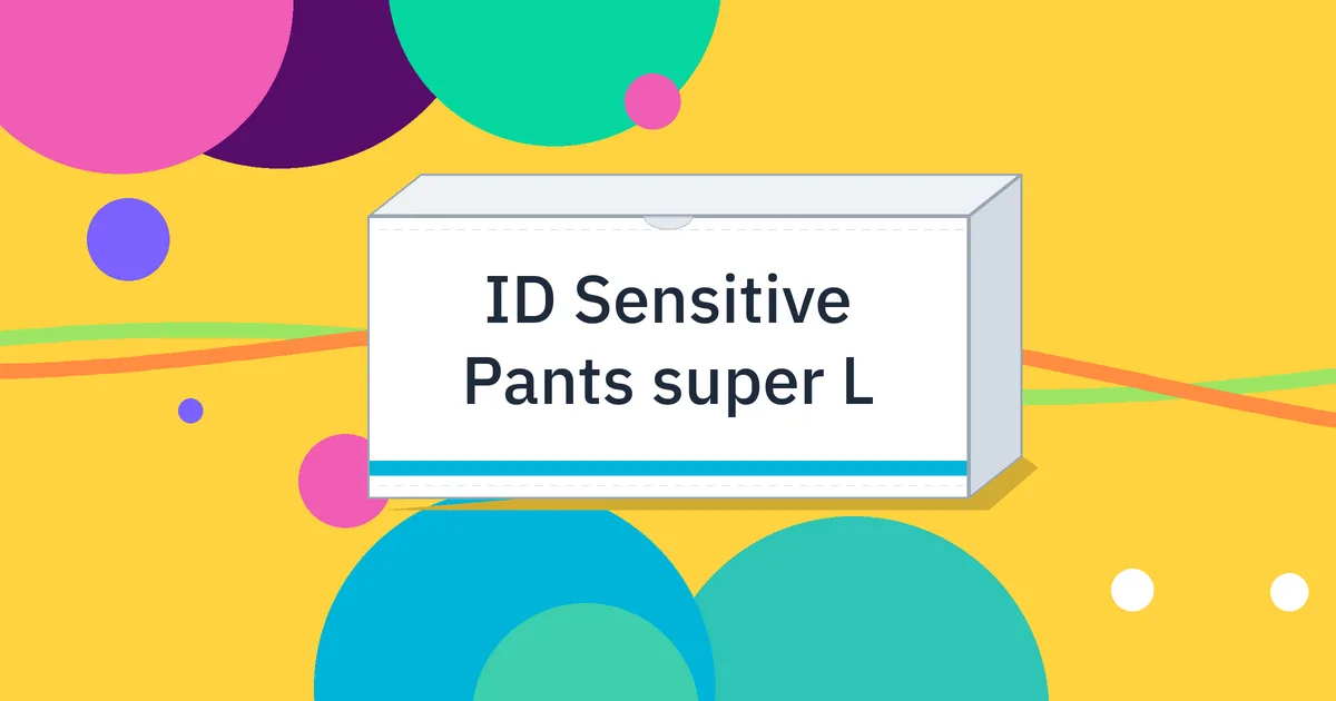 Symbolbild: Packung mit der Aufschrift ID Sensitive Pants super L (PZN 19945513) – Verfügbarkeit und Bezug in Apotheken in Frankfurt am Main