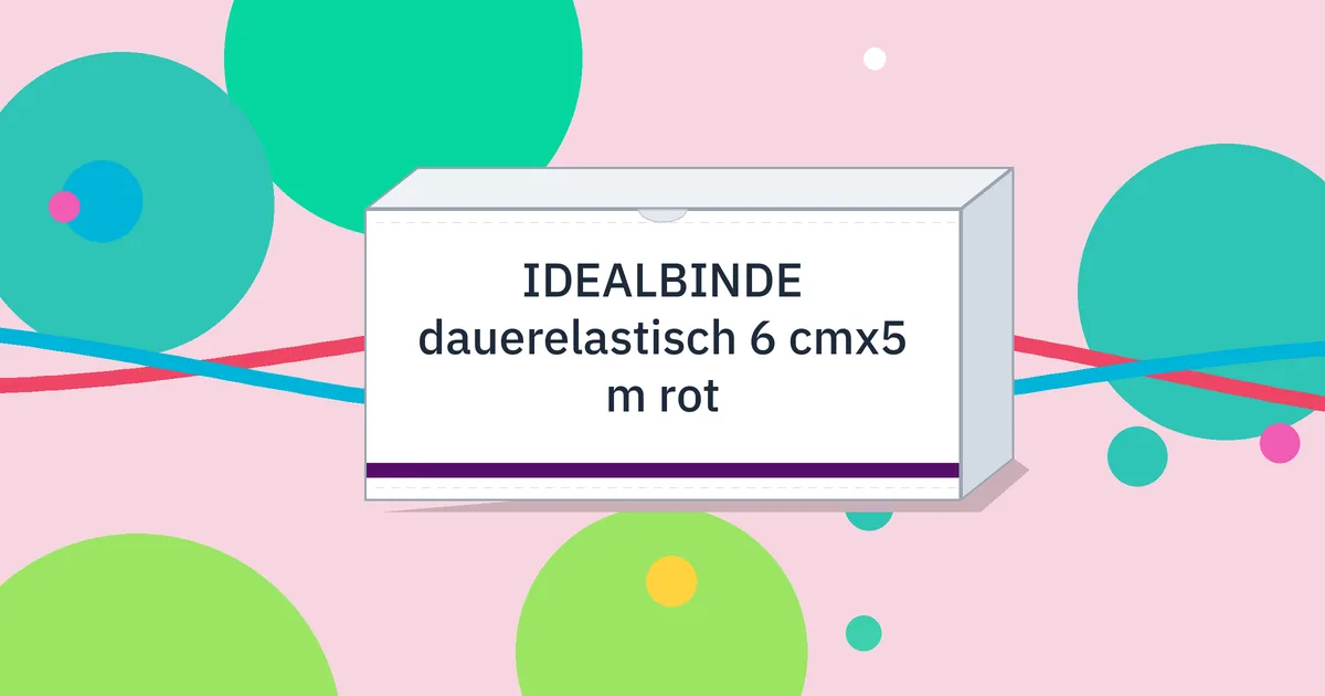Symbolbild: Packung mit der Aufschrift IDEALBINDE dauerelastisch 6 cmx5 m rot (PZN 04794787) – Verfügbarkeit und Bezug in Apotheken in Frankfurt am Main