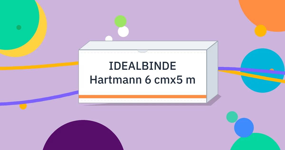 Symbolbild: Packung mit der Aufschrift IDEALBINDE Hartmann 6 cmx5 m (PZN 19063687) – Verfügbarkeit und Bezug in Apotheken in Frankfurt am Main