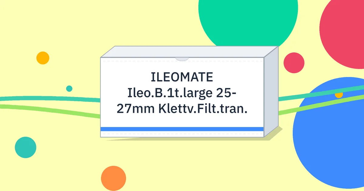 Symbolbild: Packung mit der Aufschrift ILEOMATE Ileo.B.1t.large 25-27mm Klettv.Filt.tran. (PZN 09175511) – Verfügbarkeit und Bezug in Apotheken in Frankfurt am Main