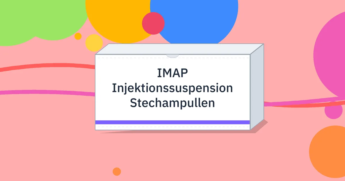 Symbolbild: Packung mit der Aufschrift IMAP Injektionssuspension Stechampullen (PZN 06164866) – Verfügbarkeit und Bezug in Apotheken in Frankfurt am Main
