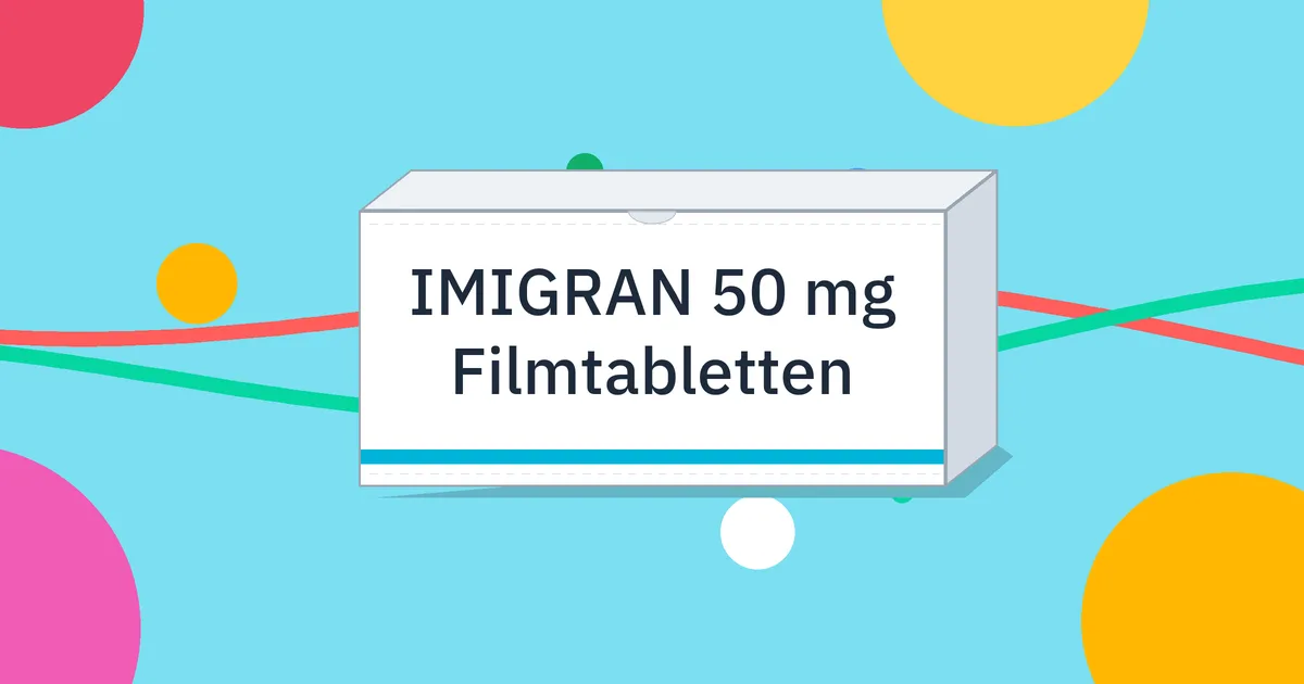 Symbolbild: Packung mit der Aufschrift IMIGRAN 50 mg Filmtabletten (PZN 07275042) – Verfügbarkeit und Bezug in Apotheken in Frankfurt am Main