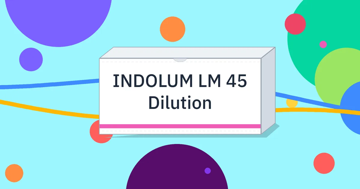 Symbolbild: Packung mit der Aufschrift INDOLUM LM 45 Dilution (PZN 13560261) – Verfügbarkeit und Bezug in Apotheken in Frankfurt am Main
