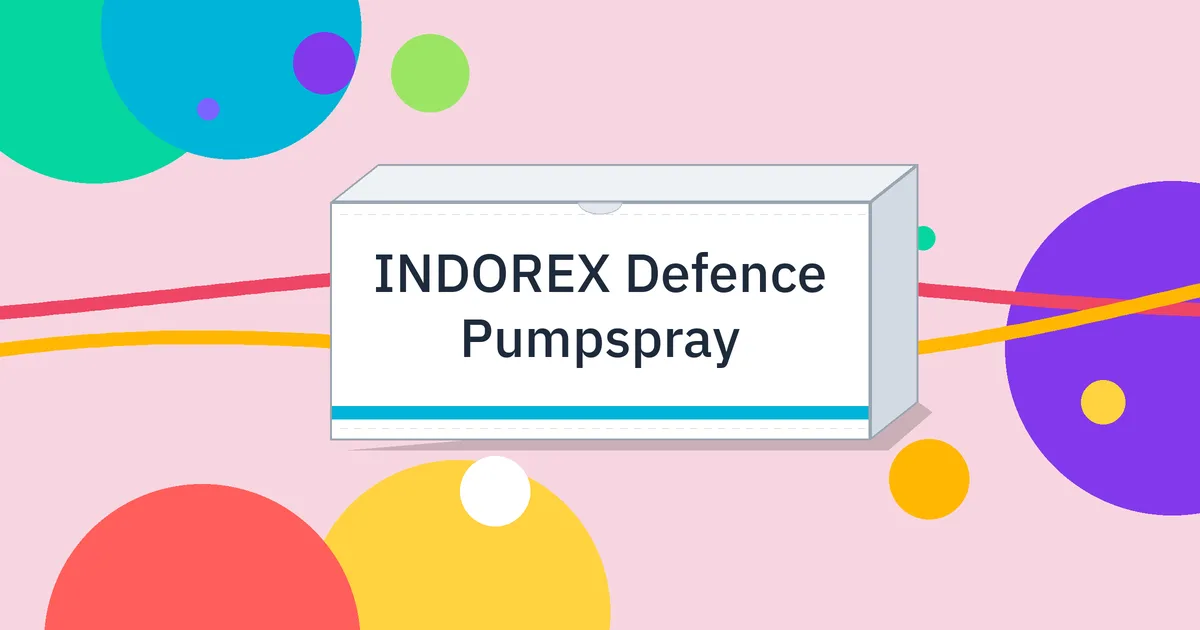 Symbolbild: Packung mit der Aufschrift INDOREX Defence Pumpspray (PZN 14403397) – Verfügbarkeit und Bezug in Apotheken in Frankfurt am Main