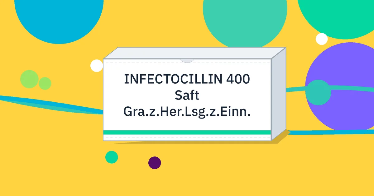 Symbolbild: Packung mit der Aufschrift INFECTOCILLIN 400 Saft Gra.z.Her.Lsg.z.Einn. (PZN 03124978) – Verfügbarkeit und Bezug in Apotheken in Frankfurt am Main