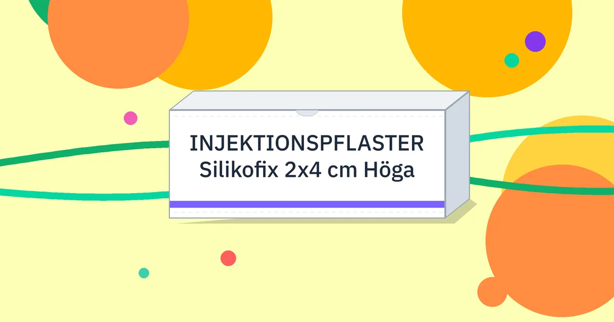 Symbolbild: Packung mit der Aufschrift INJEKTIONSPFLASTER Silikofix 2x4 cm Höga (PZN 13703832) – Verfügbarkeit und Bezug in Apotheken in Frankfurt am Main