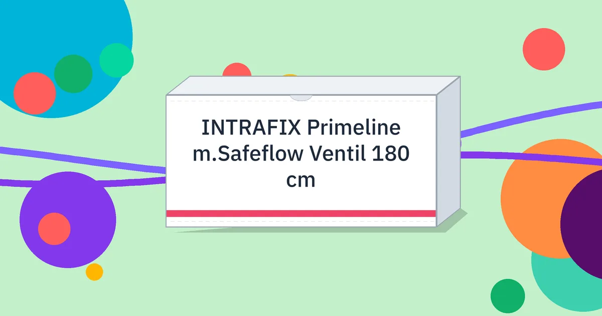 Symbolbild: Packung mit der Aufschrift INTRAFIX Primeline m.Safeflow Ventil 180 cm (PZN 05143483) – Verfügbarkeit und Bezug in Apotheken in Frankfurt am Main