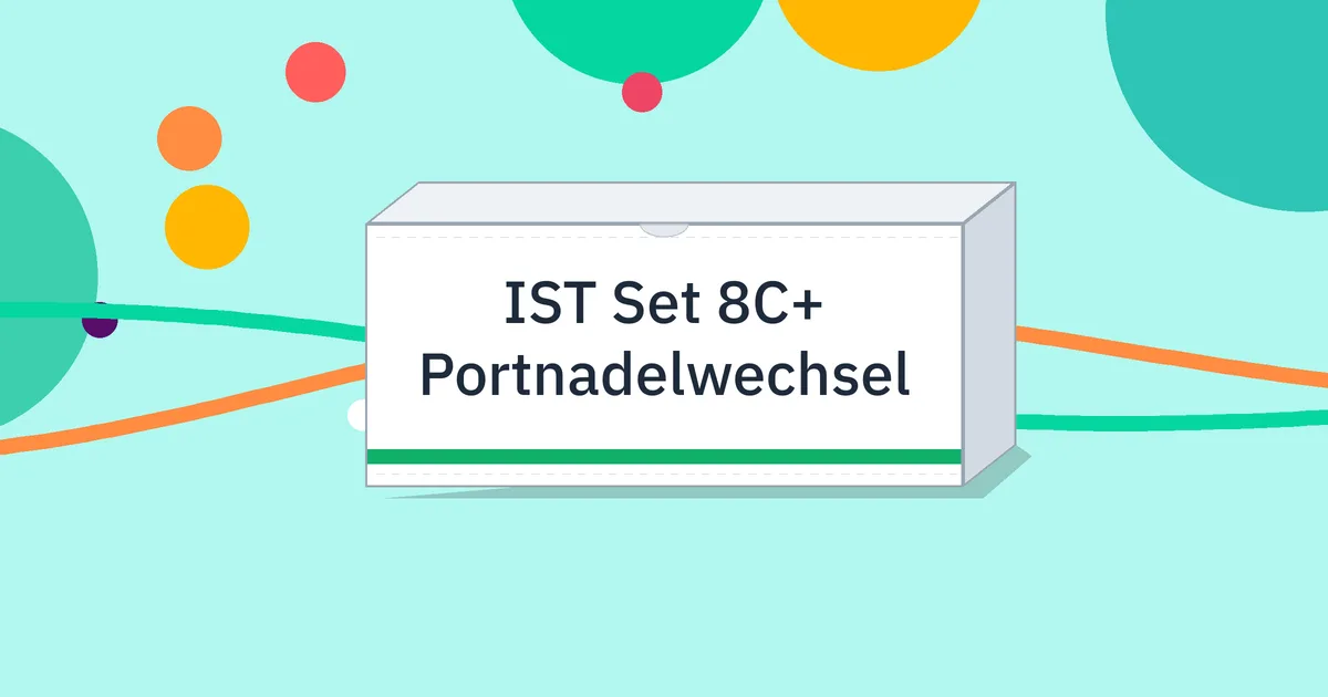 Symbolbild: Packung mit der Aufschrift IST Set 8C+ Portnadelwechsel (PZN 17613511) – Verfügbarkeit und Bezug in Apotheken in Frankfurt am Main