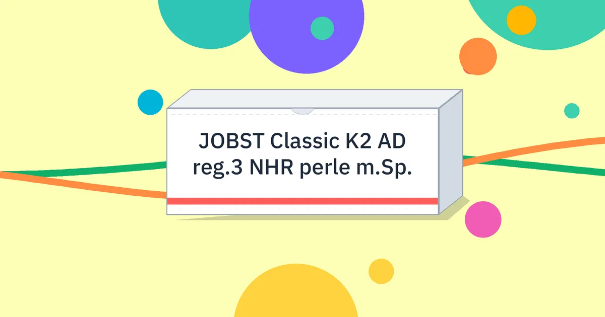 Symbolbild: Packung mit der Aufschrift JOBST Classic K2 AD reg.3 NHR perle m.Sp. (PZN 13061664) – Verfügbarkeit und Bezug in Apotheken in Frankfurt am Main