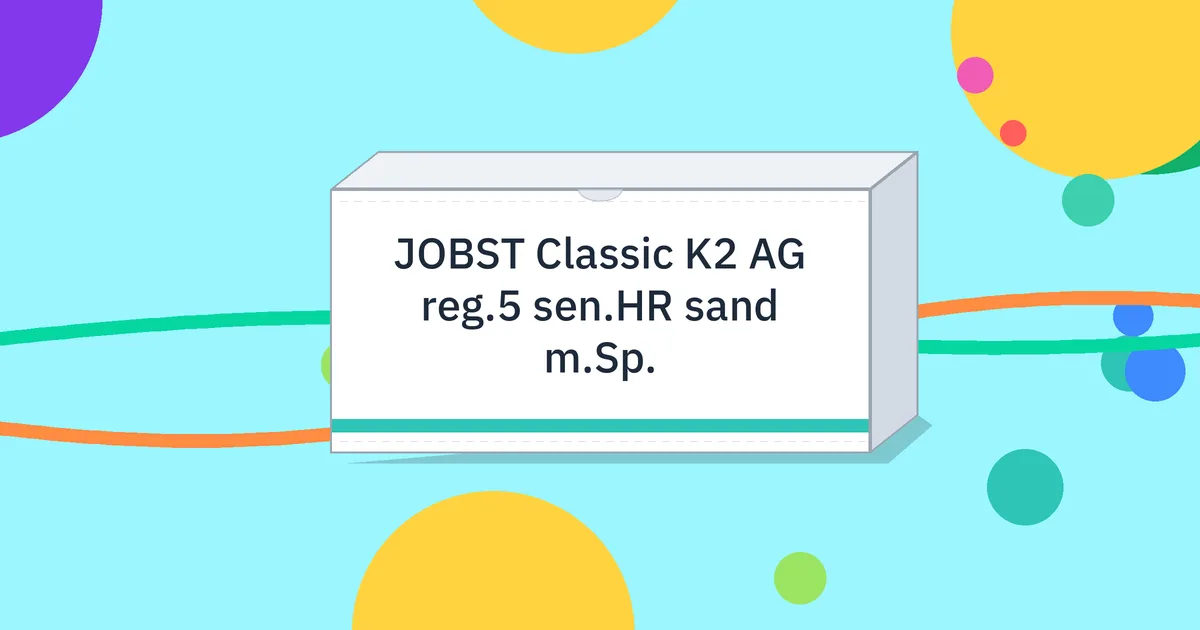 Symbolbild: Packung mit der Aufschrift JOBST Classic K2 AG reg.5 sen.HR sand m.Sp. (PZN 17960388) – Verfügbarkeit und Bezug in Apotheken in Frankfurt am Main