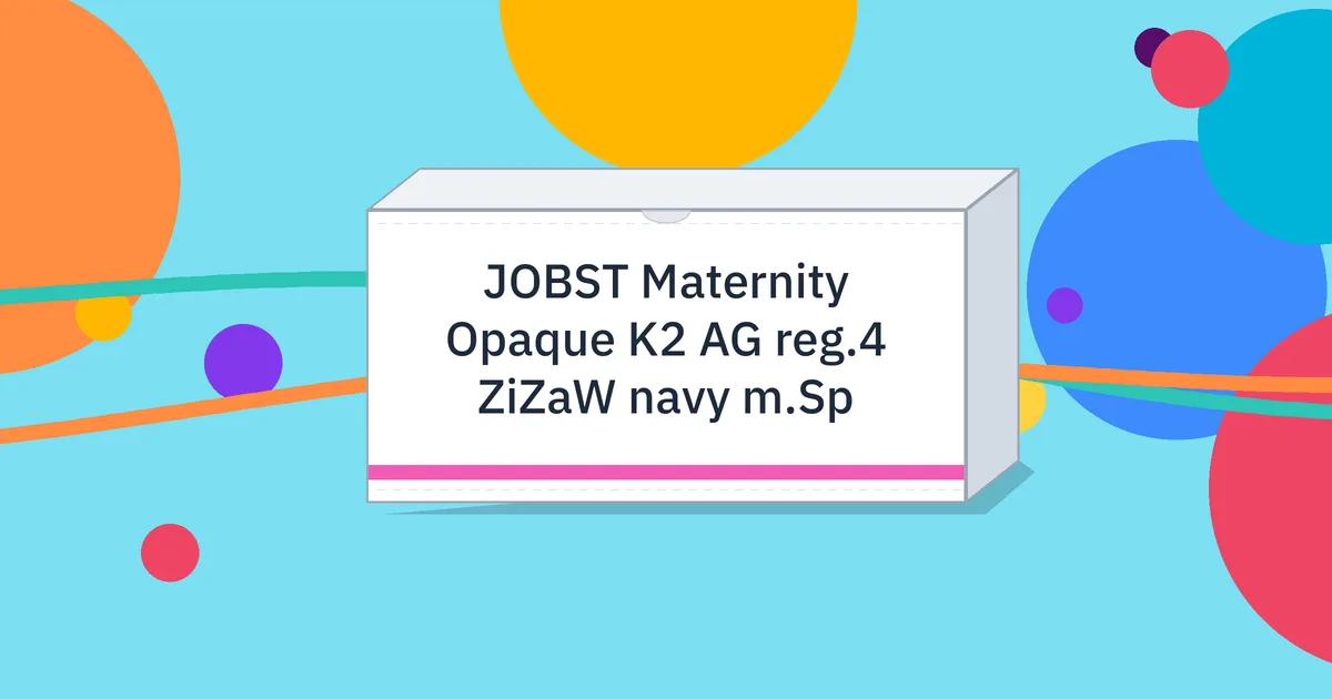 Symbolbild: Packung mit der Aufschrift JOBST Maternity Opaque K2 AG reg.4 ZiZaW navy m.Sp (PZN 15860694) – Verfügbarkeit und Bezug in Apotheken in Frankfurt am Main