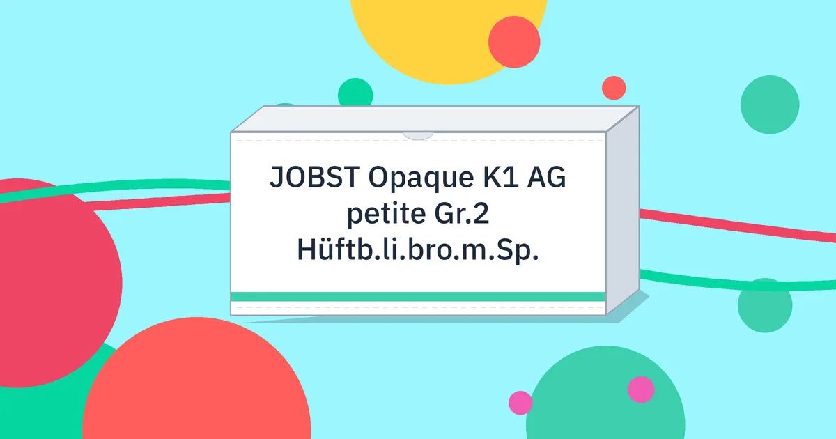 Symbolbild: Packung mit der Aufschrift JOBST Opaque K1 AG petite Gr.2 Hüftb.li.bro.m.Sp. (PZN 13097432) – Verfügbarkeit und Bezug in Apotheken in Frankfurt am Main