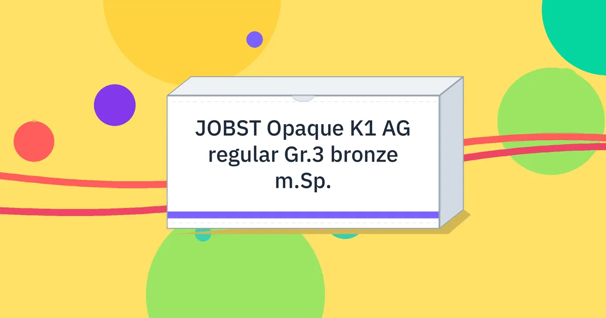 Symbolbild: Packung mit der Aufschrift JOBST Opaque K1 AG regular Gr.3 bronze m.Sp. (PZN 13090329) – Verfügbarkeit und Bezug in Apotheken in Frankfurt am Main