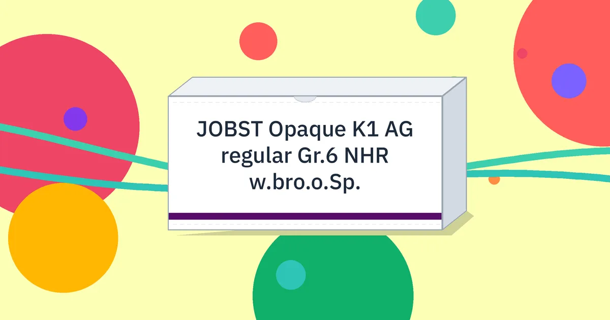 Symbolbild: Packung mit der Aufschrift JOBST Opaque K1 AG regular Gr.6 NHR w.bro.o.Sp. (PZN 13095462) – Verfügbarkeit und Bezug in Apotheken in Frankfurt am Main