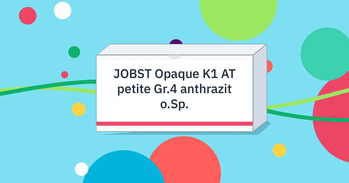 Symbolbild: Packung mit der Aufschrift JOBST Opaque K1 AT petite Gr.4 anthrazit o.Sp. (PZN 16275897) – Verfügbarkeit und Bezug in Apotheken in Frankfurt am Main