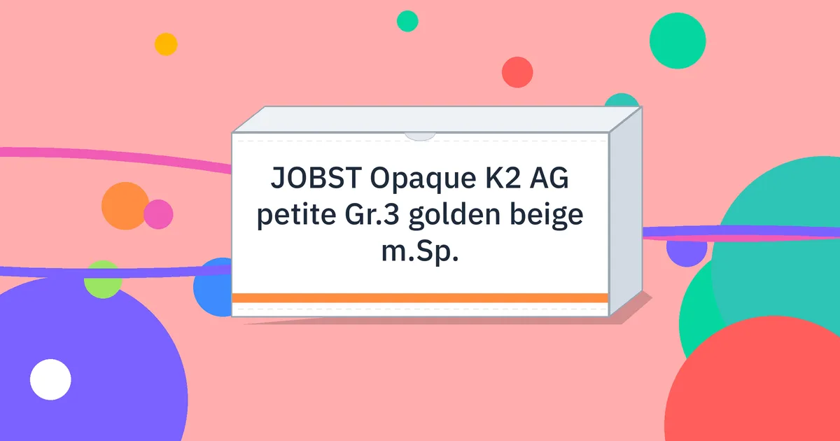Symbolbild: Packung mit der Aufschrift JOBST Opaque K2 AG petite Gr.3 golden beige m.Sp. (PZN 16283796) – Verfügbarkeit und Bezug in Apotheken in Frankfurt am Main