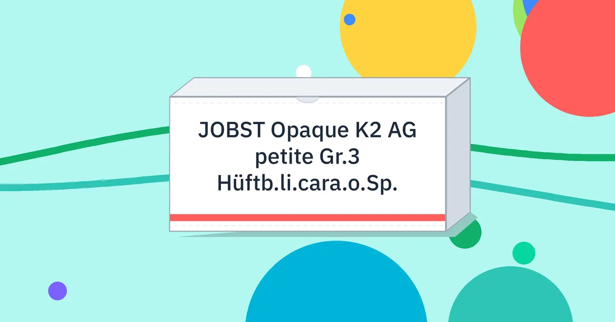 Symbolbild: Packung mit der Aufschrift JOBST Opaque K2 AG petite Gr.3 Hüftb.li.cara.o.Sp. (PZN 13113906) – Verfügbarkeit und Bezug in Apotheken in Frankfurt am Main