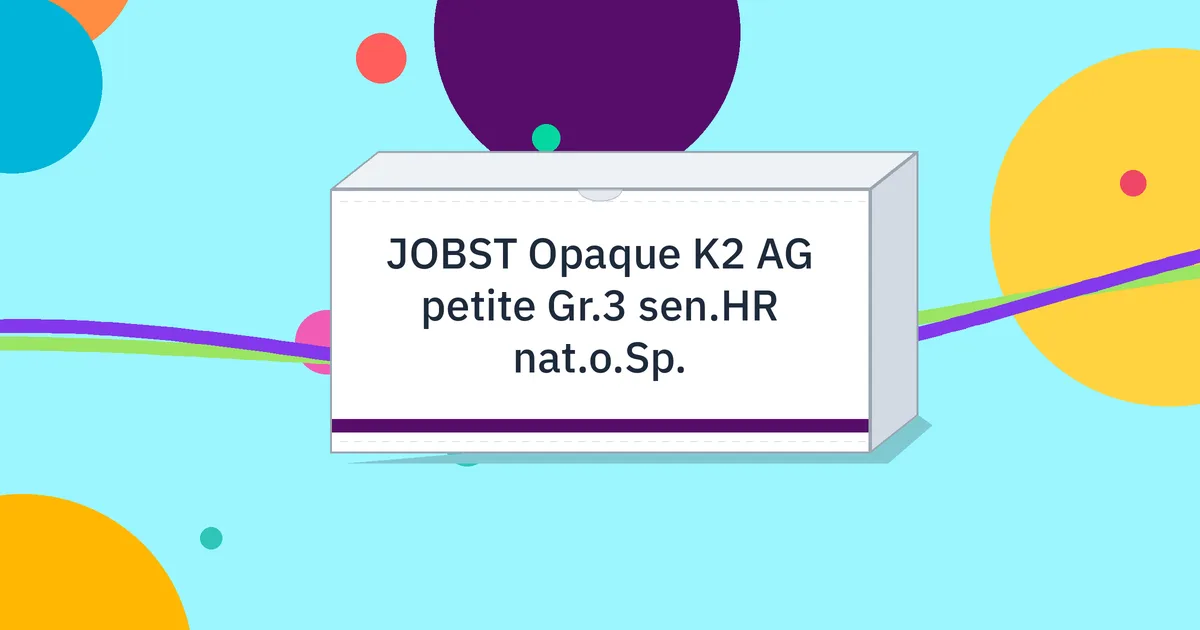 Symbolbild: Packung mit der Aufschrift JOBST Opaque K2 AG petite Gr.3 sen.HR nat.o.Sp. (PZN 12142604) – Verfügbarkeit und Bezug in Apotheken in Frankfurt am Main