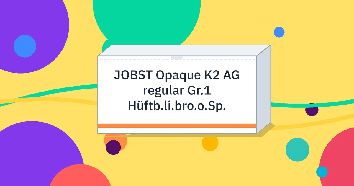 Symbolbild: Packung mit der Aufschrift JOBST Opaque K2 AG regular Gr.1 Hüftb.li.bro.o.Sp. (PZN 13115986) – Verfügbarkeit und Bezug in Apotheken in Frankfurt am Main