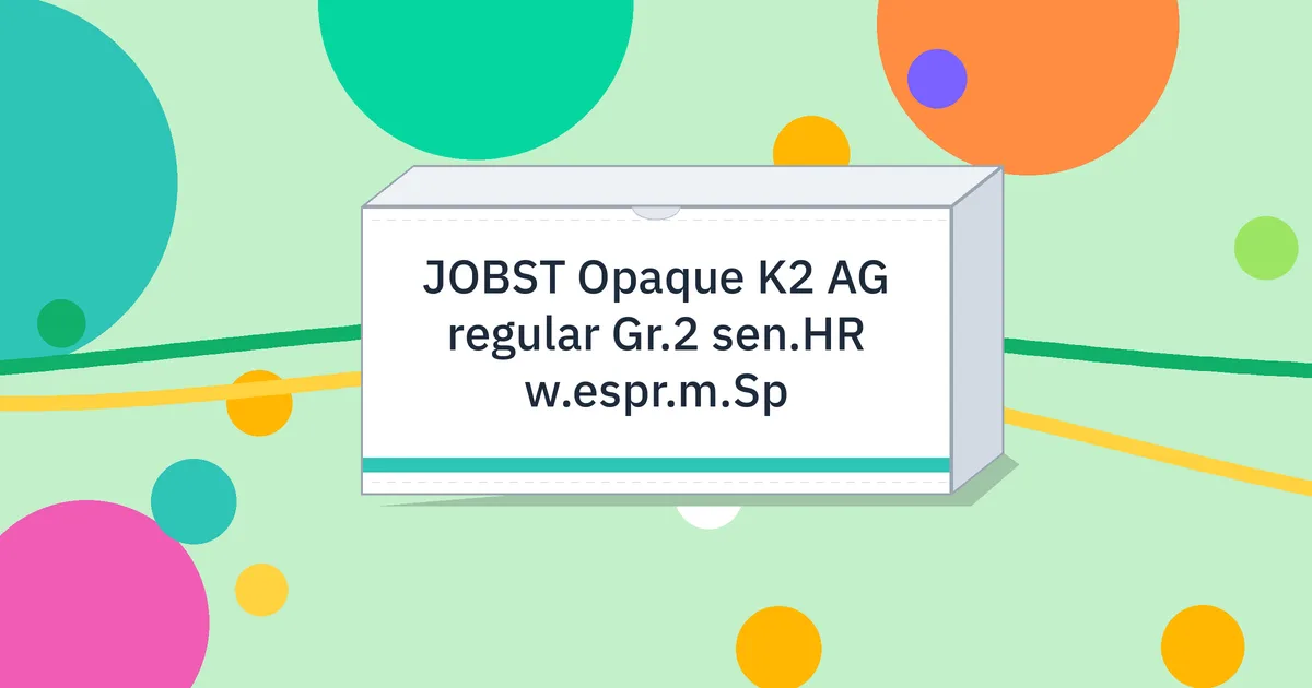 Symbolbild: Packung mit der Aufschrift JOBST Opaque K2 AG regular Gr.2 sen.HR w.espr.m.Sp (PZN 16282503) – Verfügbarkeit und Bezug in Apotheken in Frankfurt am Main