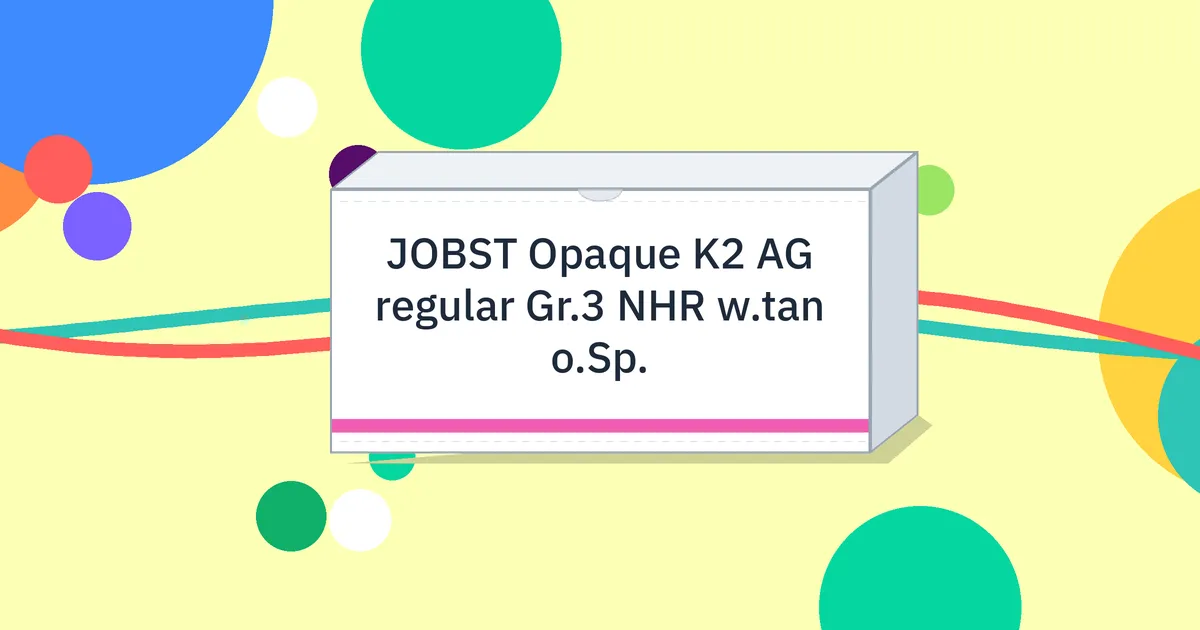Symbolbild: Packung mit der Aufschrift JOBST Opaque K2 AG regular Gr.3 NHR w.tan o.Sp. (PZN 16281372) – Verfügbarkeit und Bezug in Apotheken in Frankfurt am Main