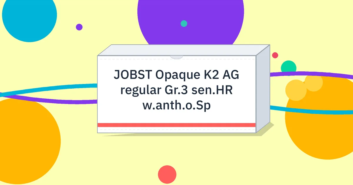 Symbolbild: Packung mit der Aufschrift JOBST Opaque K2 AG regular Gr.3 sen.HR w.anth.o.Sp (PZN 16279820) – Verfügbarkeit und Bezug in Apotheken in Frankfurt am Main