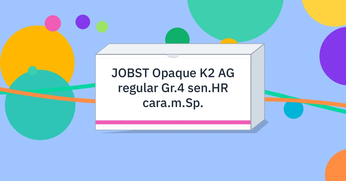Symbolbild: Packung mit der Aufschrift JOBST Opaque K2 AG regular Gr.4 sen.HR cara.m.Sp. (PZN 12142225) – Verfügbarkeit und Bezug in Apotheken in Frankfurt am Main