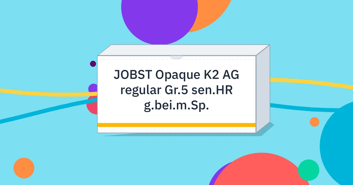 Symbolbild: Packung mit der Aufschrift JOBST Opaque K2 AG regular Gr.5 sen.HR g.bei.m.Sp. (PZN 16280680) – Verfügbarkeit und Bezug in Apotheken in Frankfurt am Main