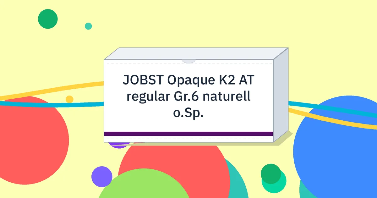 Symbolbild: Packung mit der Aufschrift JOBST Opaque K2 AT regular Gr.6 naturell o.Sp. (PZN 11257191) – Verfügbarkeit und Bezug in Apotheken in Frankfurt am Main
