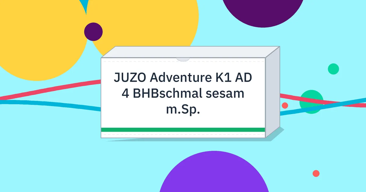 Symbolbild: Packung mit der Aufschrift JUZO Adventure K1 AD 4 BHBschmal sesam m.Sp. (PZN 16491891) – Verfügbarkeit und Bezug in Apotheken in Frankfurt am Main