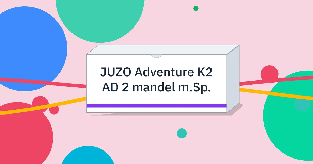 Symbolbild: Packung mit der Aufschrift JUZO Adventure K2 AD 2 mandel m.Sp. (PZN 14972847) – Verfügbarkeit und Bezug in Apotheken in Frankfurt am Main