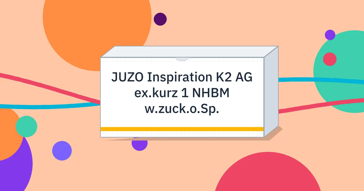 Symbolbild: Packung mit der Aufschrift JUZO Inspiration K2 AG ex.kurz 1 NHBM w.zuck.o.Sp. (PZN 14961890) – Verfügbarkeit und Bezug in Apotheken in Frankfurt am Main