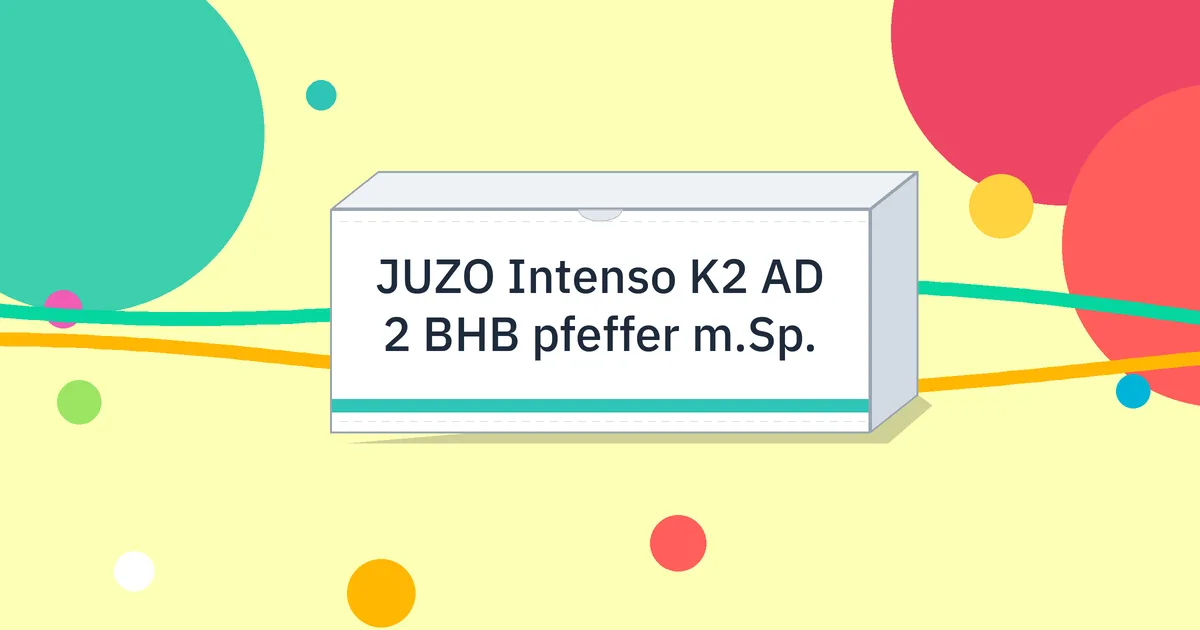 Symbolbild: Packung mit der Aufschrift JUZO Intenso K2 AD 2 BHB pfeffer m.Sp. (PZN 18613140) – Verfügbarkeit und Bezug in Apotheken in Frankfurt am Main