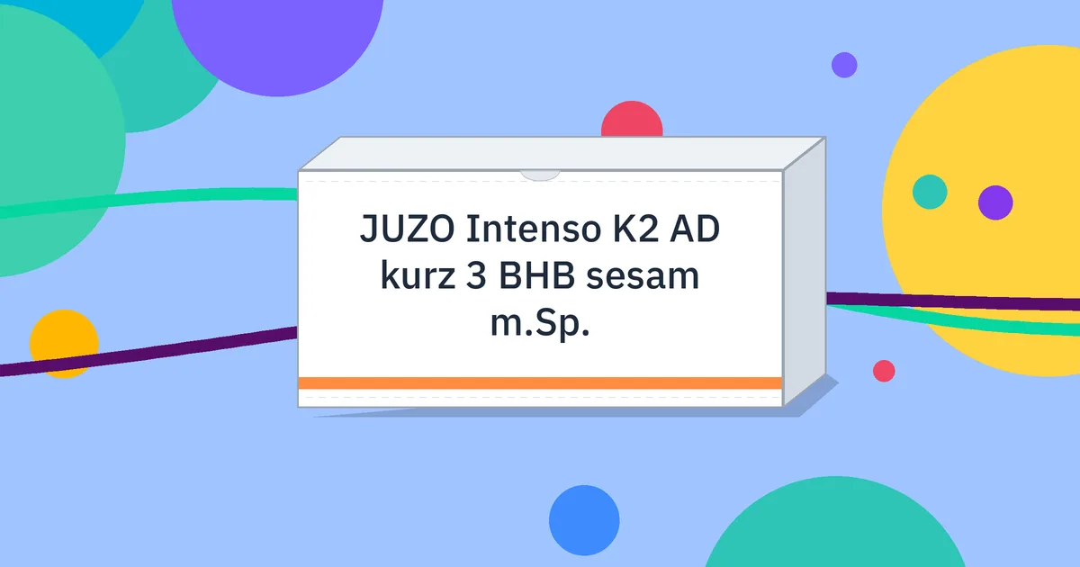 Symbolbild: Packung mit der Aufschrift JUZO Intenso K2 AD kurz 3 BHB sesam m.Sp. (PZN 18614487) – Verfügbarkeit und Bezug in Apotheken in Frankfurt am Main