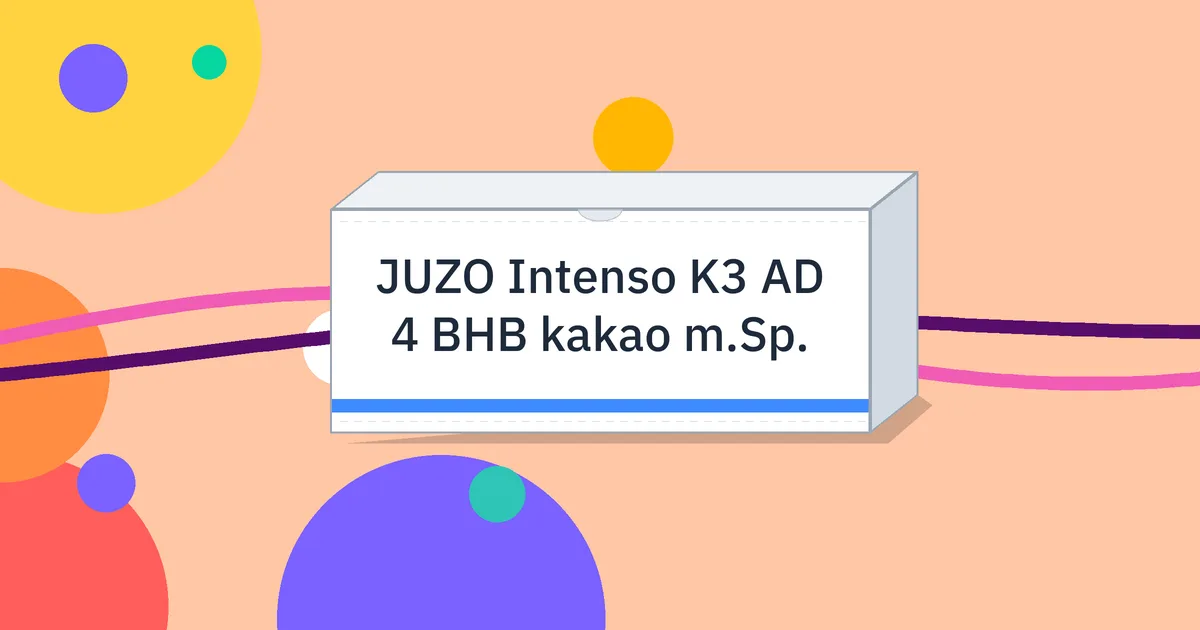 Symbolbild: Packung mit der Aufschrift JUZO Intenso K3 AD 4 BHB kakao m.Sp. (PZN 18634739) – Verfügbarkeit und Bezug in Apotheken in Frankfurt am Main