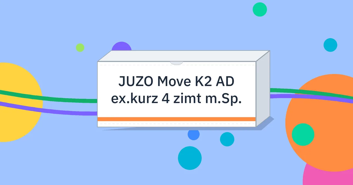 Symbolbild: Packung mit der Aufschrift JUZO Move K2 AD ex.kurz 4 zimt m.Sp. (PZN 18509827) – Verfügbarkeit und Bezug in Apotheken in Frankfurt am Main