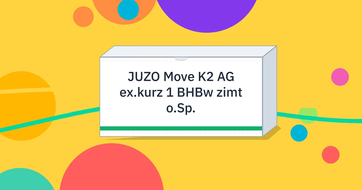 Symbolbild: Packung mit der Aufschrift JUZO Move K2 AG ex.kurz 1 BHBw zimt o.Sp. (PZN 18534268) – Verfügbarkeit und Bezug in Apotheken in Frankfurt am Main