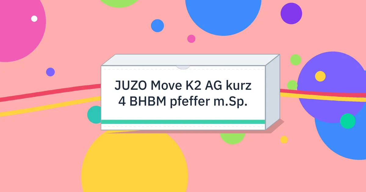 Symbolbild: Packung mit der Aufschrift JUZO Move K2 AG kurz 4 BHBM pfeffer m.Sp. (PZN 16647726) – Verfügbarkeit und Bezug in Apotheken in Frankfurt am Main