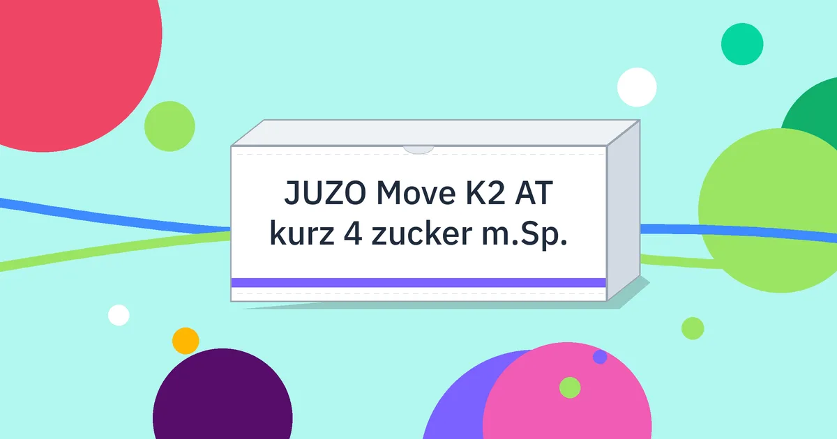 Symbolbild: Packung mit der Aufschrift JUZO Move K2 AT kurz 4 zucker m.Sp. (PZN 20673617) – Verfügbarkeit und Bezug in Apotheken in Frankfurt am Main