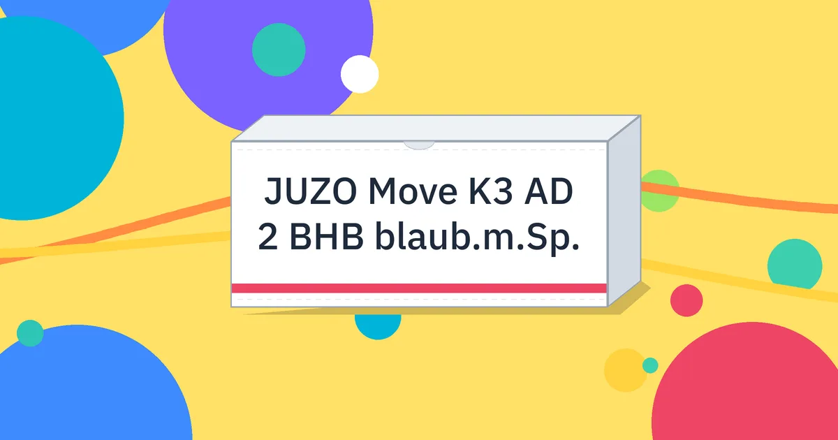 Symbolbild: Packung mit der Aufschrift JUZO Move K3 AD 2 BHB blaub.m.Sp. (PZN 18570904) – Verfügbarkeit und Bezug in Apotheken in Frankfurt am Main