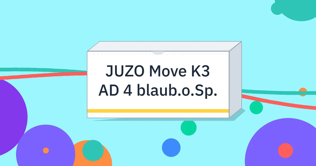 Symbolbild: Packung mit der Aufschrift JUZO Move K3 AD 4 blaub.o.Sp. (PZN 18571163) – Verfügbarkeit und Bezug in Apotheken in Frankfurt am Main