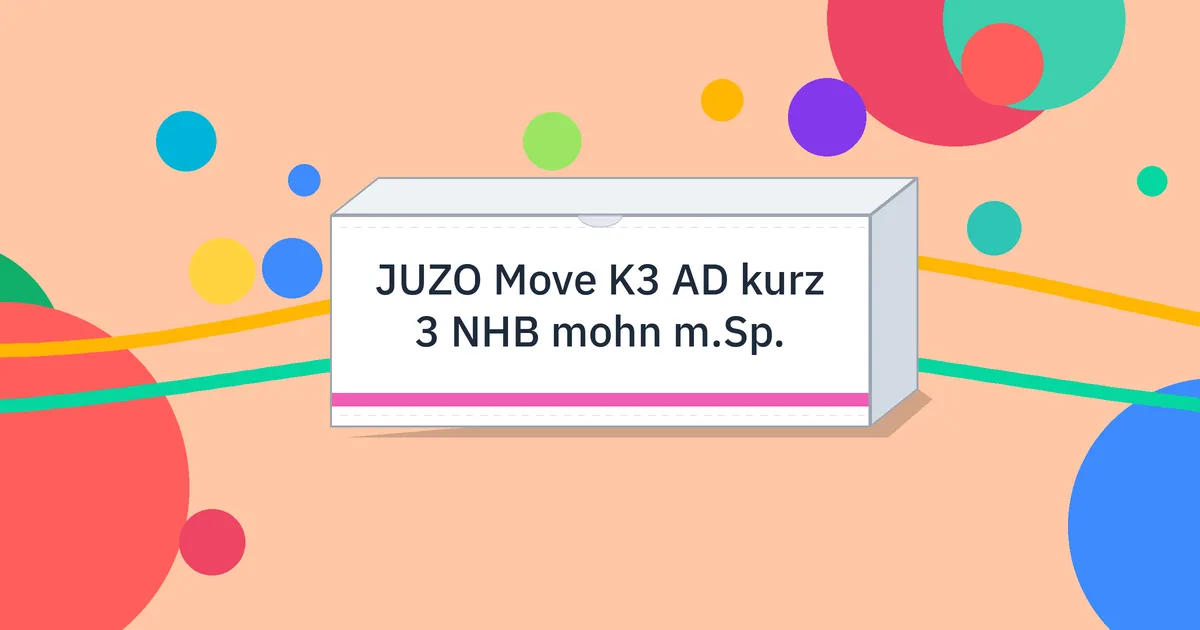 Symbolbild: Packung mit der Aufschrift JUZO Move K3 AD kurz 3 NHB mohn m.Sp. (PZN 18572122) – Verfügbarkeit und Bezug in Apotheken in Frankfurt am Main